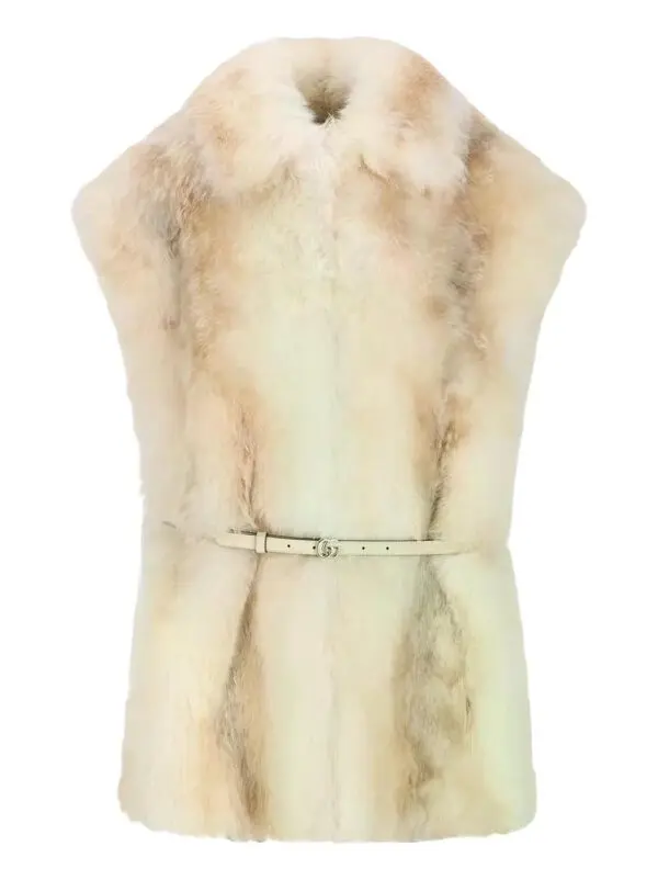 Gucci Shearling Belted Gilet - Neutrals