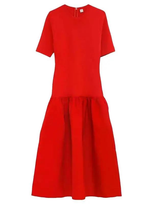 TOTEME Twinflower Gathe Midi Dress - Red