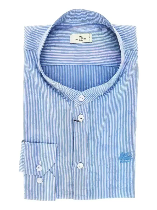 Etro Striped Band-collarl Shirt - Blue