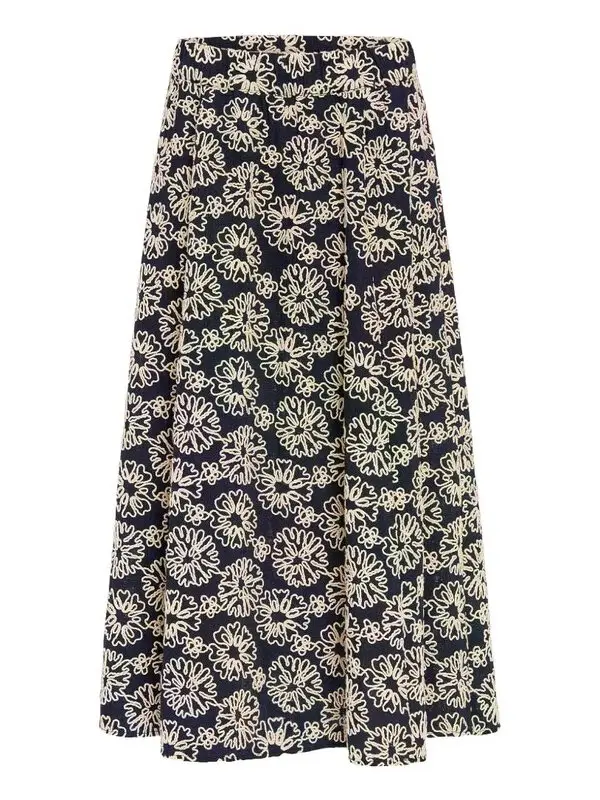 MARIE OLIVER Sasha Floral Midi Skirt - Blue