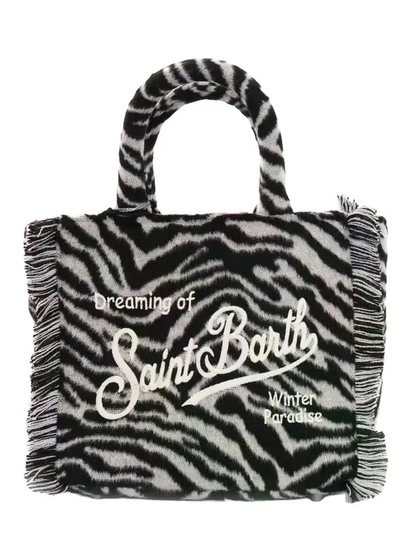 MC2 SAINT BARTH Zebra Felt Mini Tote Bag - Black