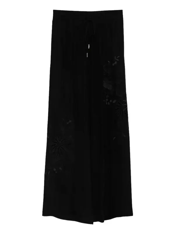 Ermanno Scervino Floral-embroidered Trousers - Black