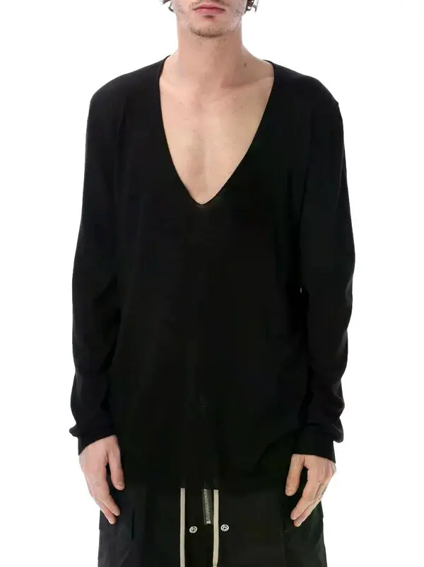 Rick Owens Oversized V-neck Sweater - Black