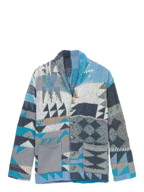 FORTELA Crochet Fringed Cardigan - Blue