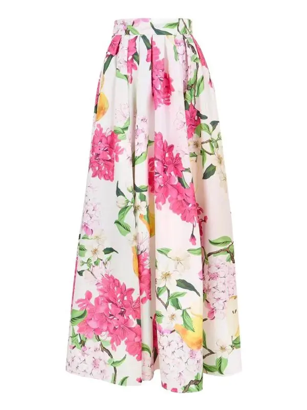 LEO LIN Reinette Floral Maxi Skirt - White