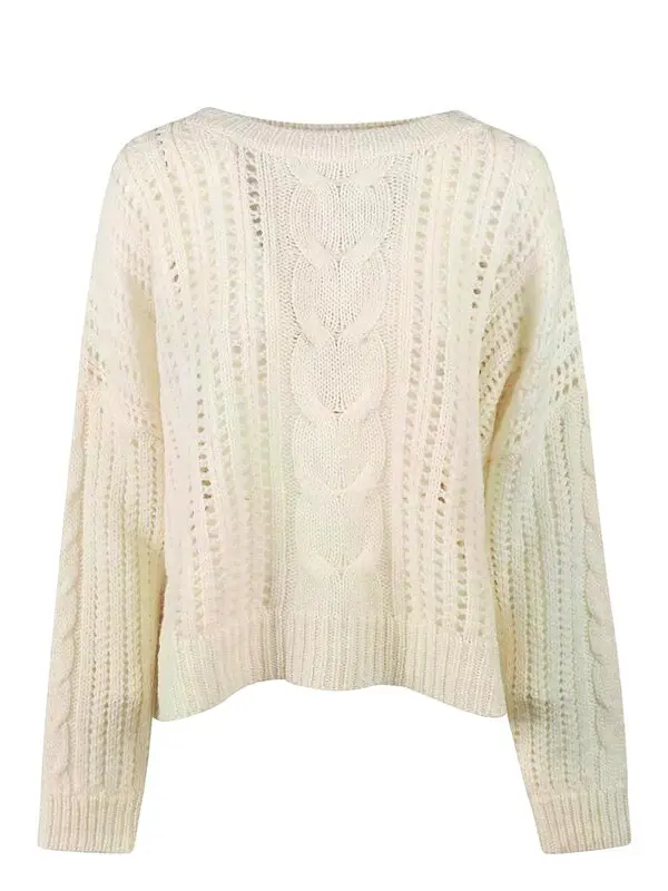 Max Mara Cable-knit Eyelet Sweater - White
