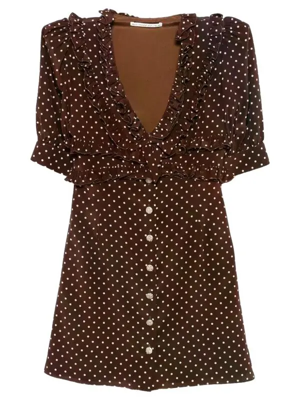 Alessandra Rich Ruffled Polka-dot Mini Dress - Brown