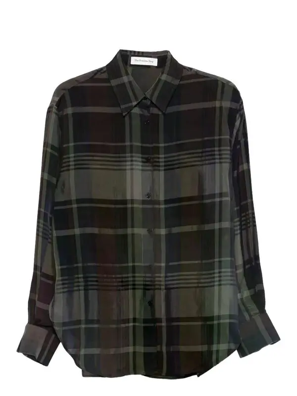 THE FRANKIE SHOP Peri Sheer Button-up Shirt - Brown