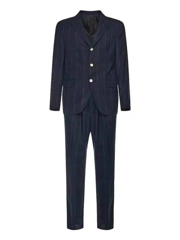 Eleventy Single-breasted Pinstripe Suits - Blue