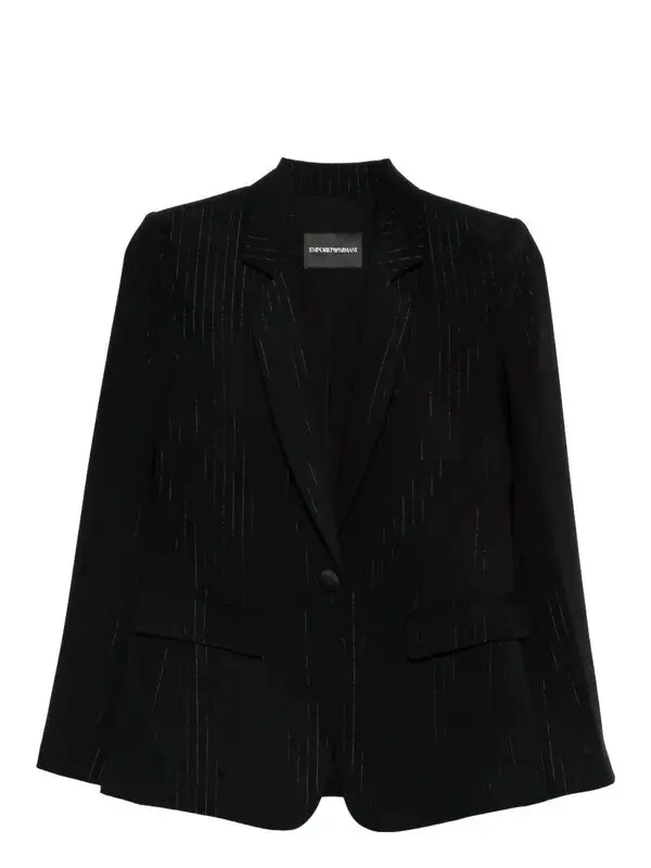 Emporio Armani Striped Single-breasted Jacket - Black