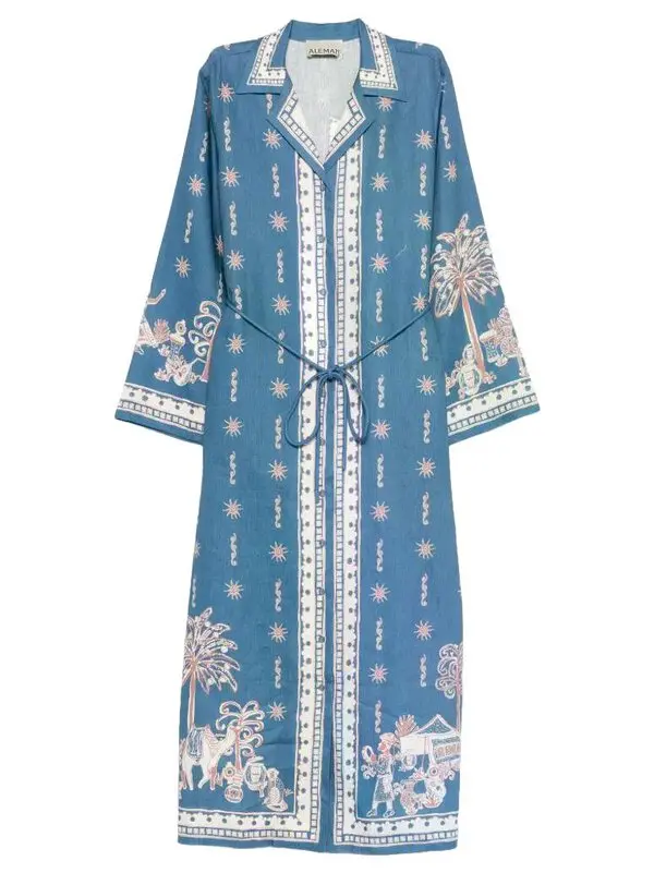 ALEMAIS Acacia Patterned Tie Dress - Blue