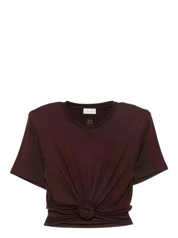 Magda Butrym Knotted Jersey T-shirt - Brown
