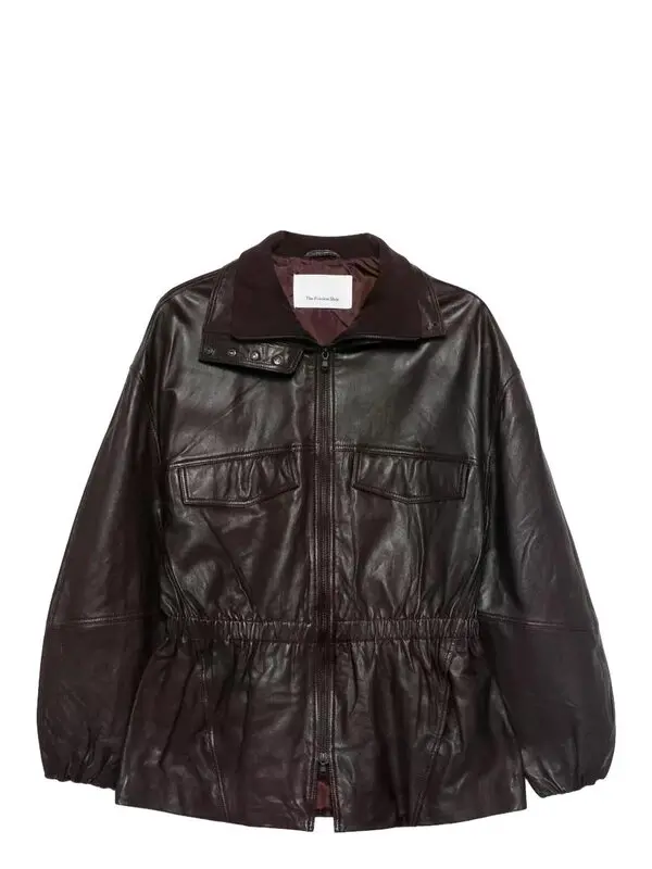 THE FRANKIE SHOP Carnaby Funnel-neck Leather Jacket - Brown