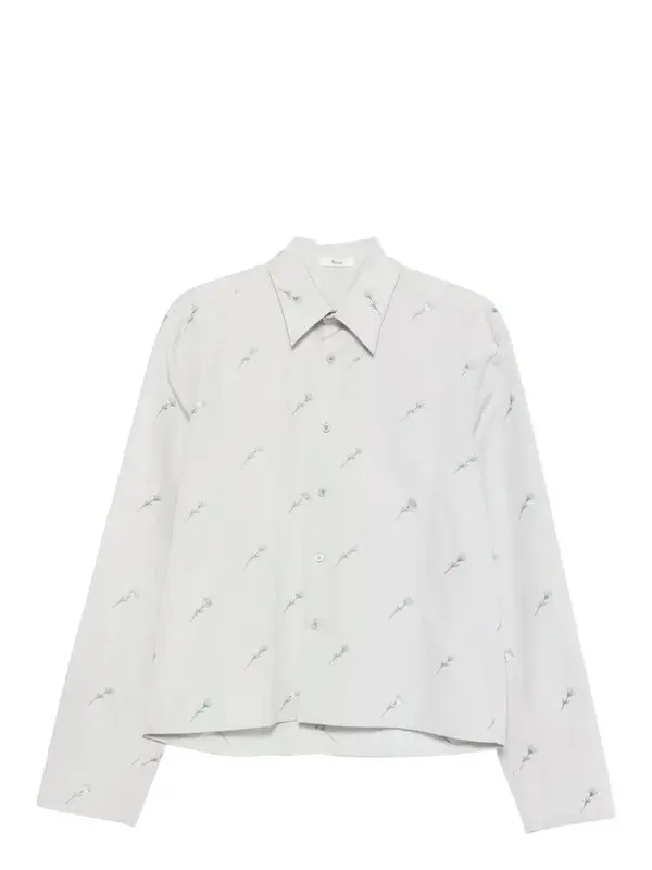 RIER Floral-embroidered Button-fastening Shirt - Grey
