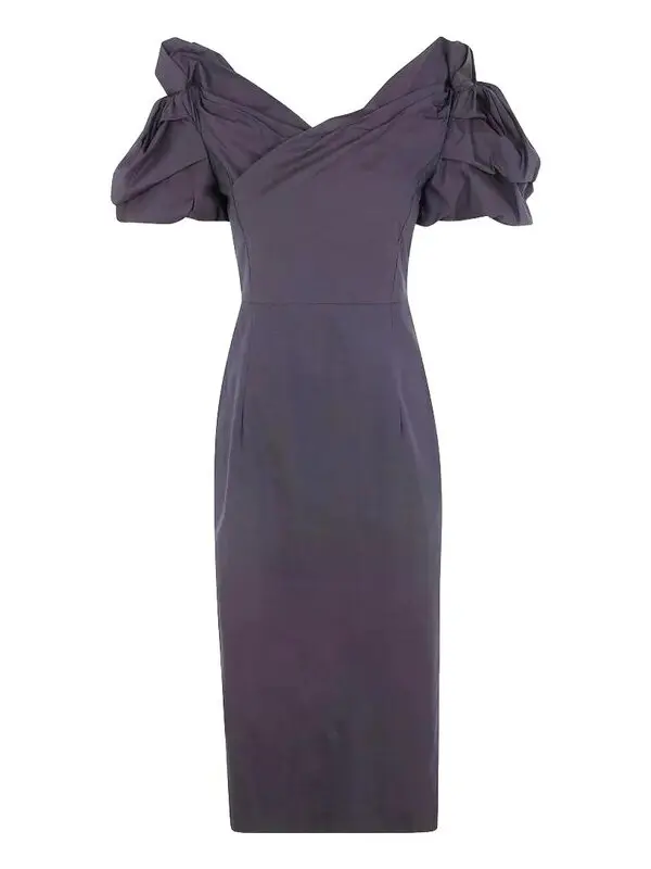 Liviana Conti Puffed Sleeve Off-the-shoulder Dress - Purple