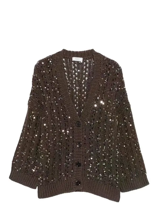 Peserico Sequin Embellished Knitwear - Brown