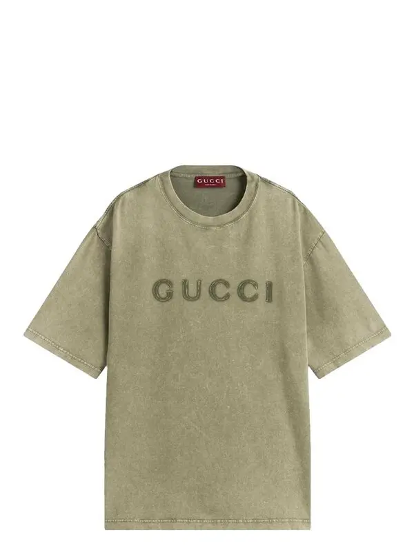 Gucci Logo Print Heavy Jesey Tee Loden - Green