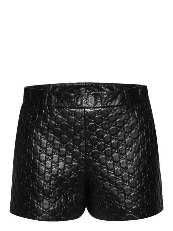 Gucci Gg Embossed Leather Shorts - Black
