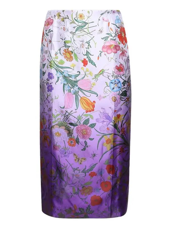 Gucci Flora Midi Skirt - Purple