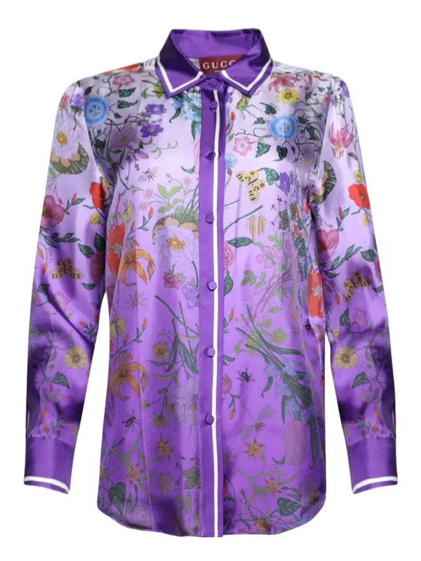 Gucci Printed Silk Shirt - Purple
