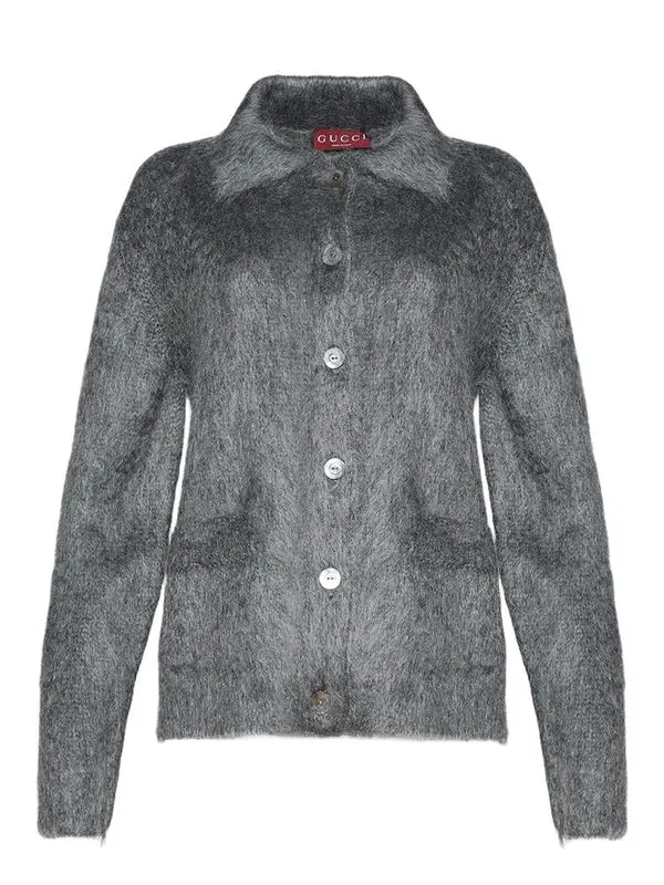 Gucci Brushed Extra Fine Wool Cardigan - Grey
