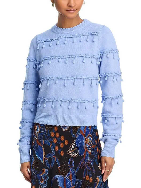 Farm Rio Pom Pom Trim Sweater - Blue