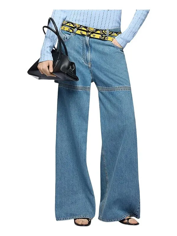 Attico Cutout Wide-leg Jeans - Sky Blue