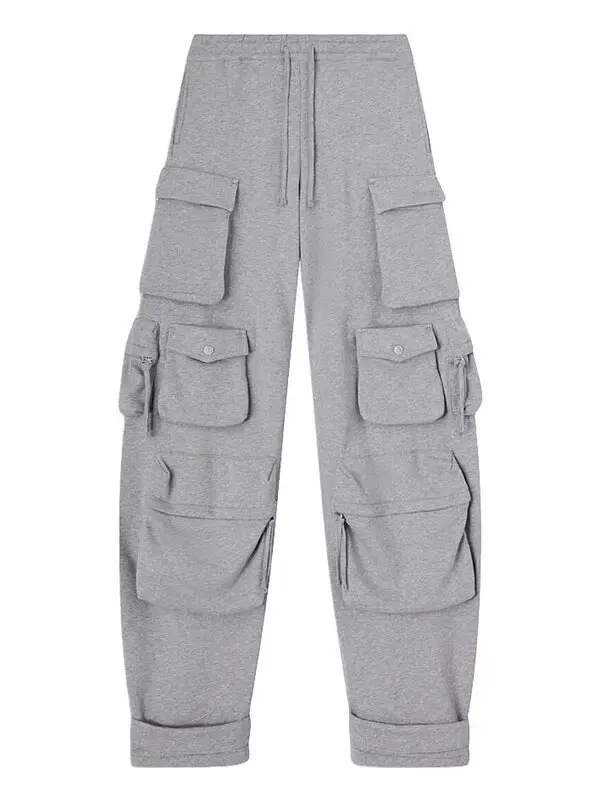 Attico Fern Cotton Cargo Pants - Grey Melange
