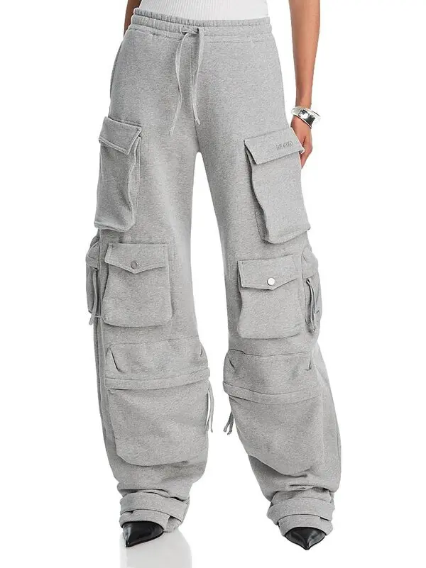 Attico Fern Cotton Cargo Pants - Grey Melange