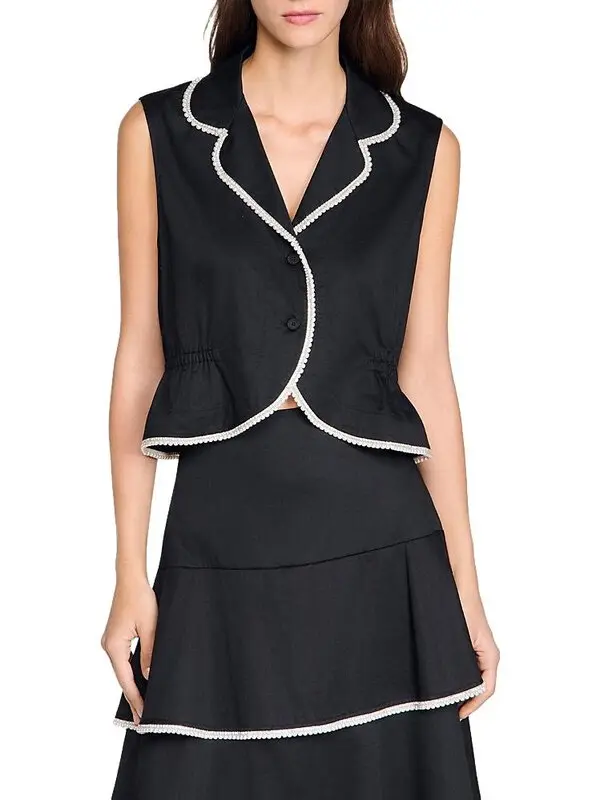 Sandro Fitted Cotton Top - Black