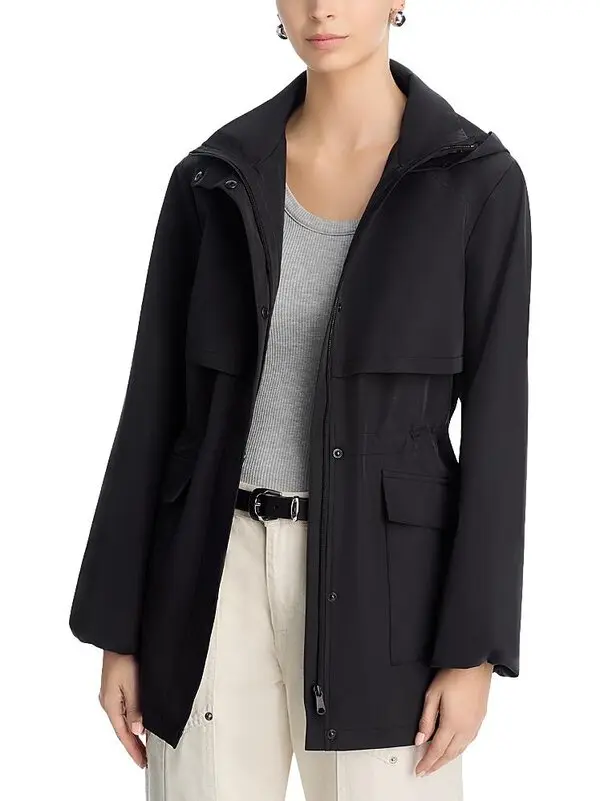 Aqua Mock Neck Raincoat - Black