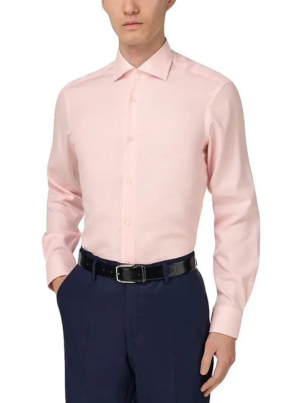 Boggi Milano Twill Non Iron Slim Fit Shirt - Pink