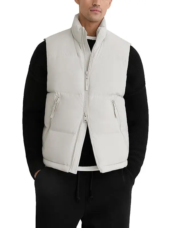 REISS Quilted Zip-up Vest - Light Stone