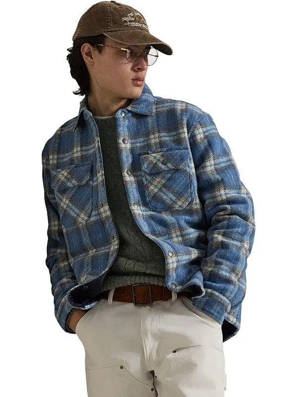Polo Ralph Lauren Plaid Felted Wool Overshirt - Blue Multi