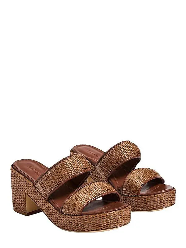 Marion Parke Raffia Amelia Platform Sandals - Dark Brown