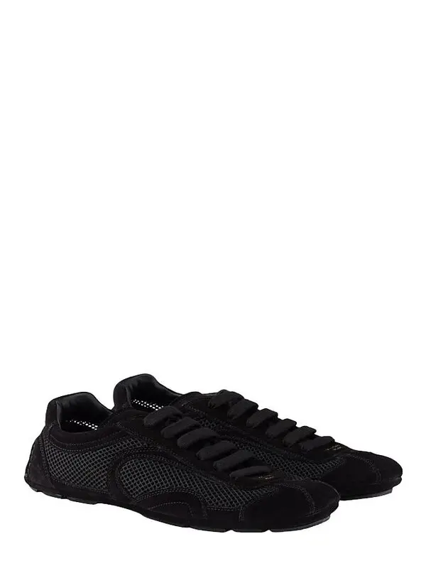 Prada Montecarlo Re-edition 2005 Suede And Mesh Sneakers - Black