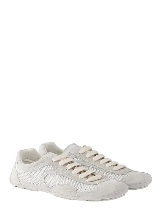 Prada Montecarlo Re-edition 2005 Suede And Mesh Sneakers - White