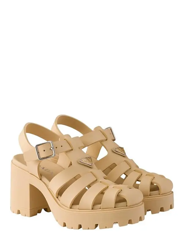 Prada Rubber Platform Sandals - Neutral