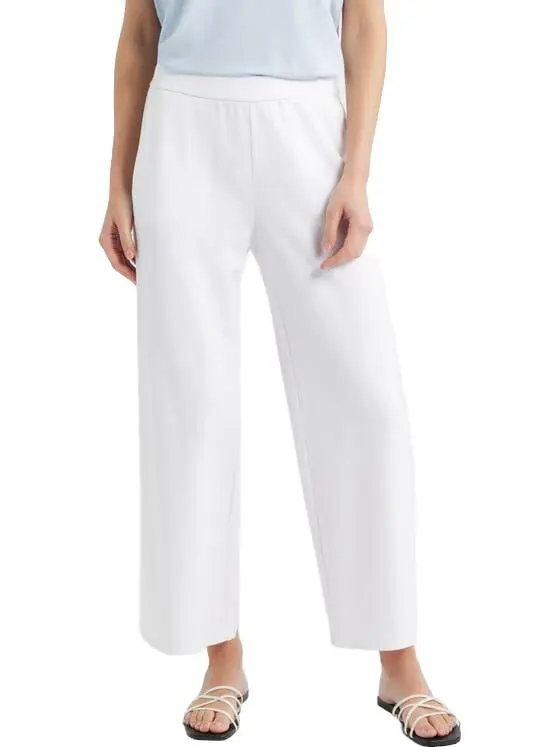 Eileen Fisher Wide Leg Organic Cotton Terry Pants - White