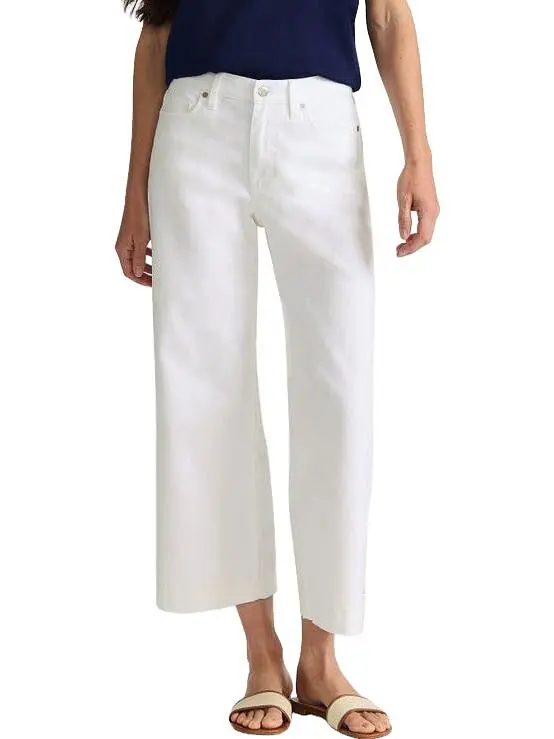 LANDS' END Recover Denim High Rise Wide Leg Crop Jeans - White