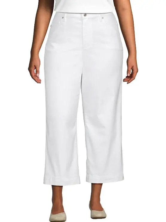 LANDS' END Recover Denim High Rise Wide Leg Crop Jeans - White