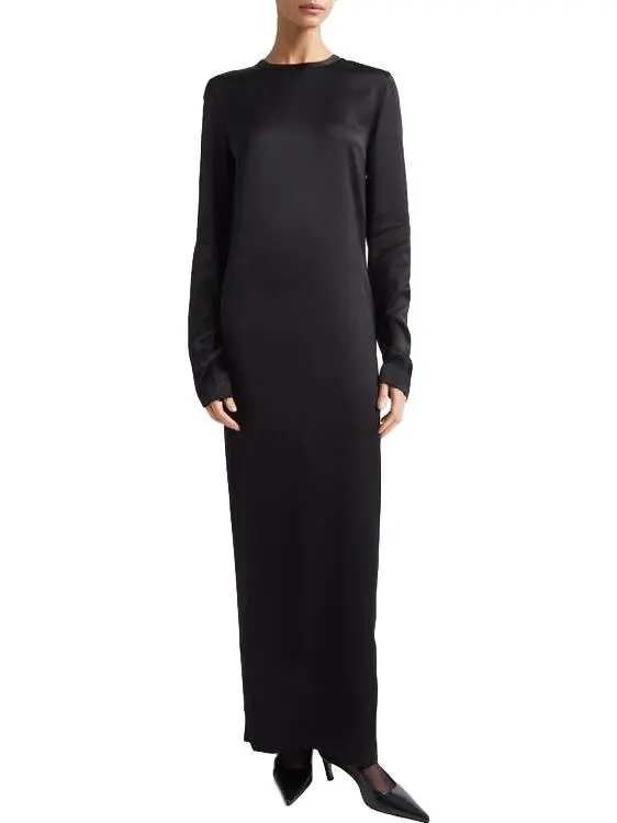 TOTEME Long Sleeve Satin Dress - Black