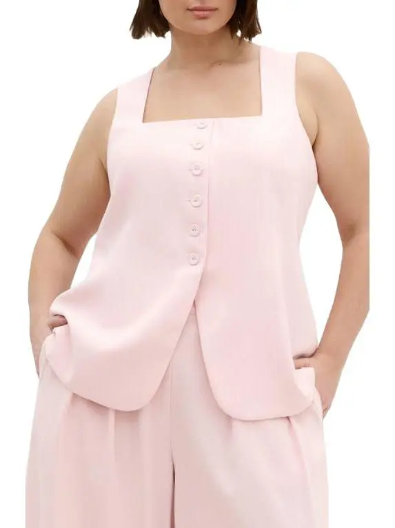 City Chic Button-front Vest - Heavenly Pink