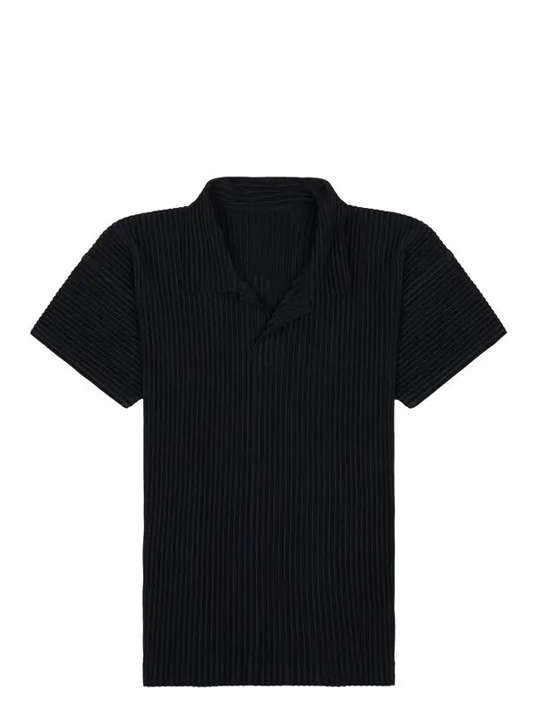 Issey Miyake Pleated Polo - Black