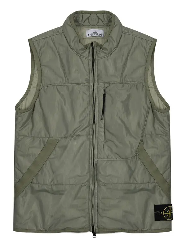Stone Island Vest With Logo Patch - Green