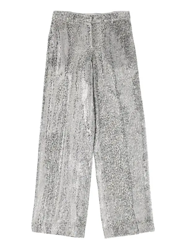 Stella McCartney Fil Coupé Straight Leg Pants - Silver