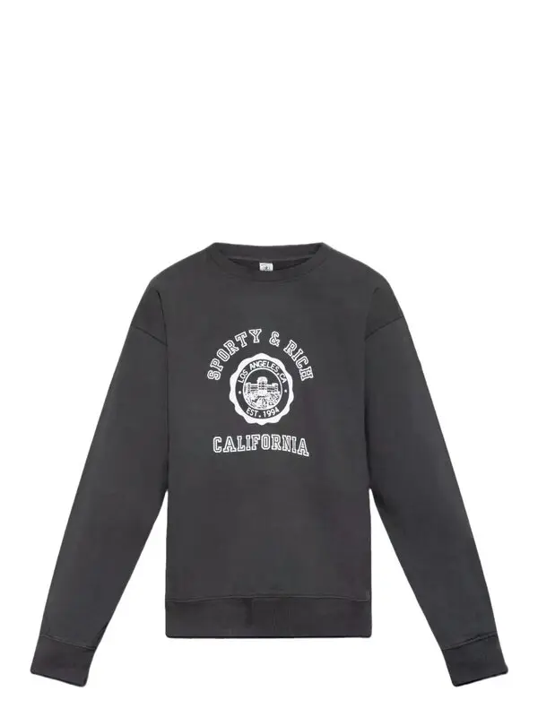 SPORTY & RICH Graphic Crew Neck Top - Black