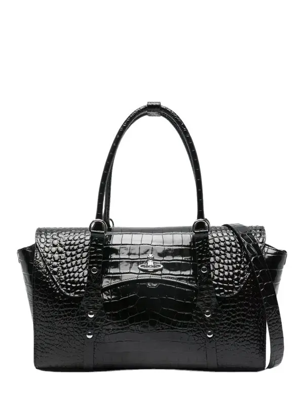 VIVIENNE WESTWOOD Croc-effect Orb Tote - Black