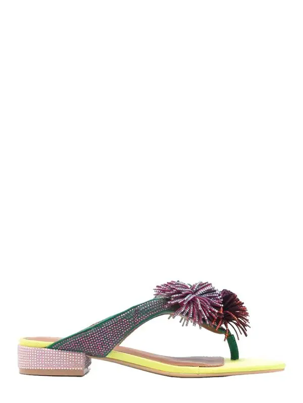 Kurt Geiger Pompom-embellished Thong Sandals - Green