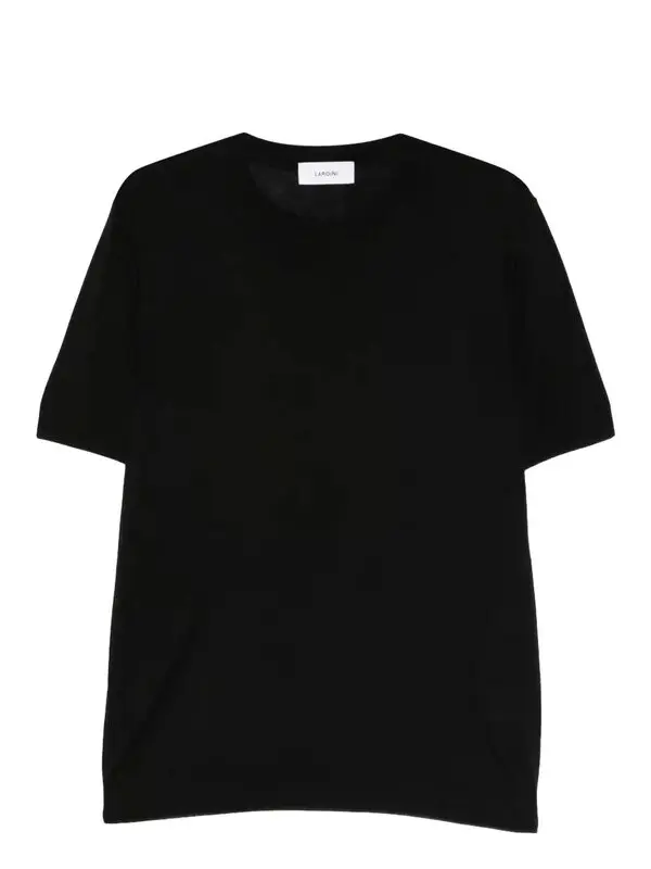 LARDINI Crew Neck Short-sleeve Knitwear - Black
